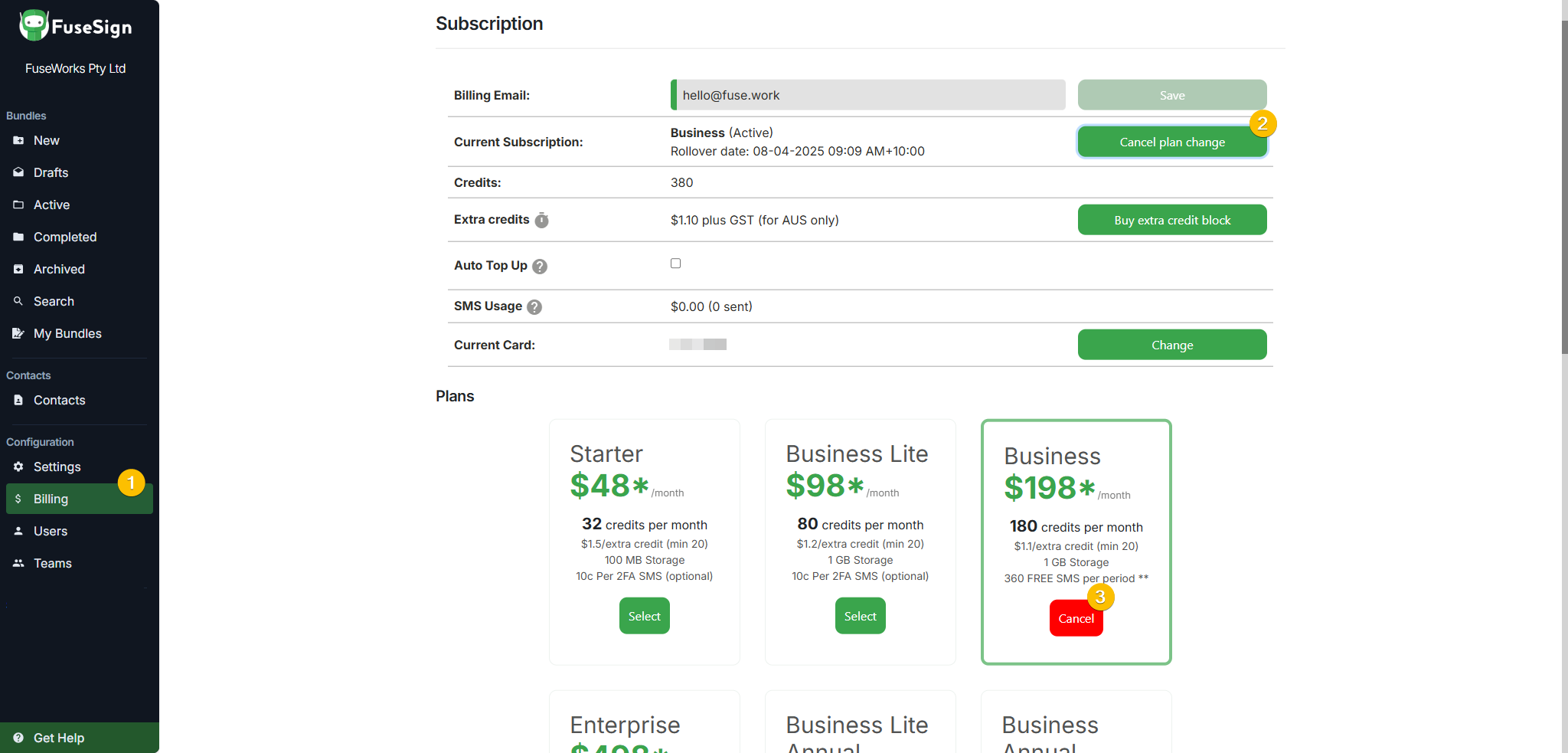 Subscription, Credits, and Billing